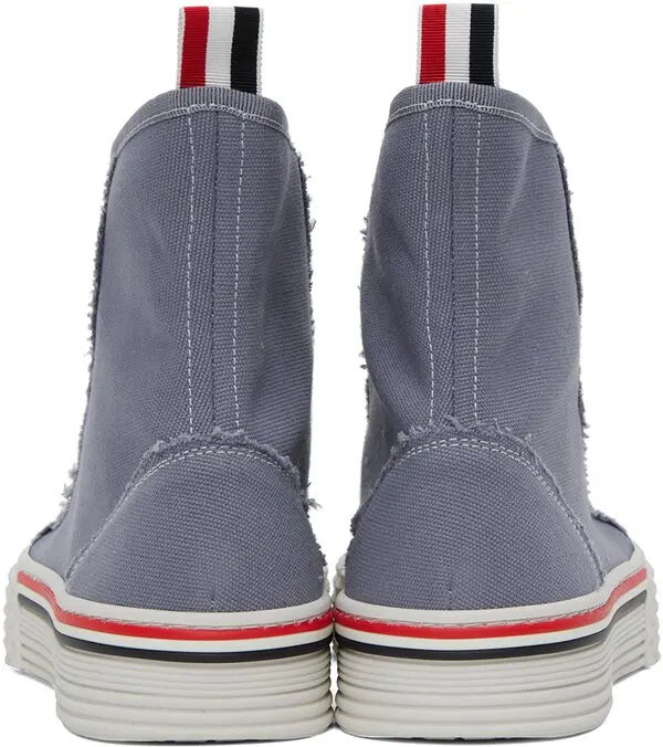 Thom Browne Rwb Stripe Round Toe High Top Sneakers