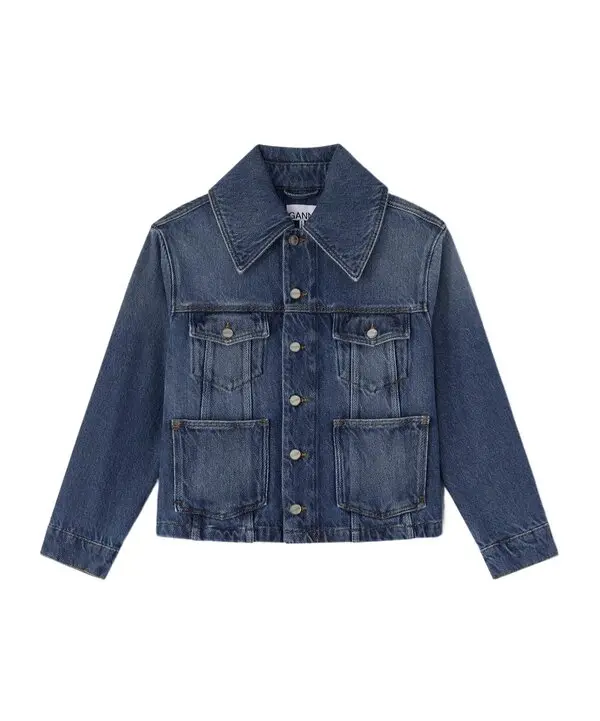 GANNI Pocket Detailed Denim Trucker Jacket