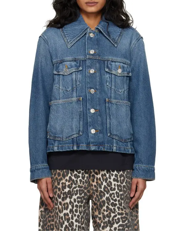 GANNI Pocket Detailed Denim Trucker Jacket