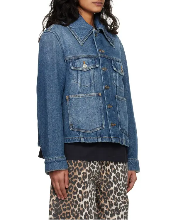 GANNI Pocket Detailed Denim Trucker Jacket