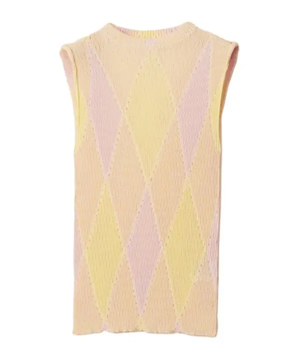 Burberry Argyle Intarsia-knit Sleeveless Crewneck Top - Nude