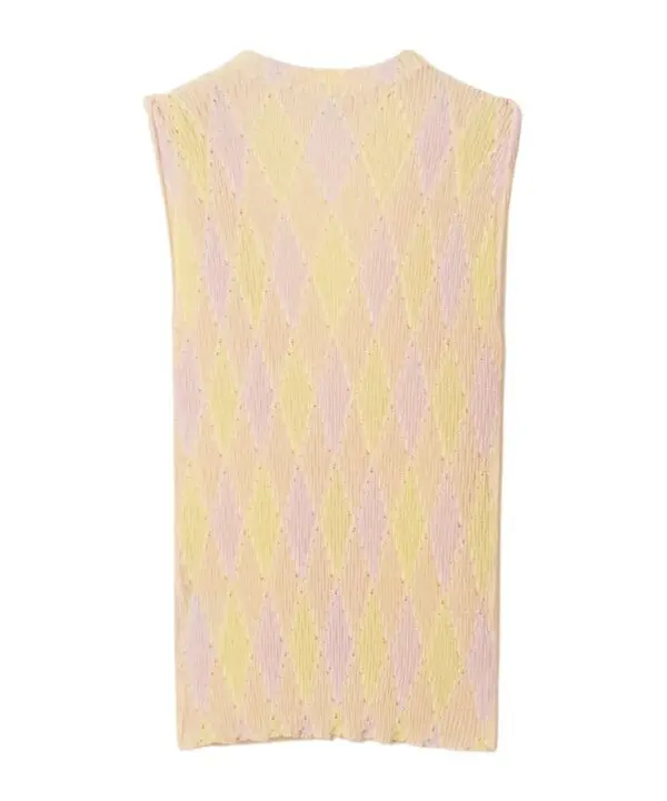 Burberry Argyle Intarsia-knit Sleeveless Crewneck Top - Nude