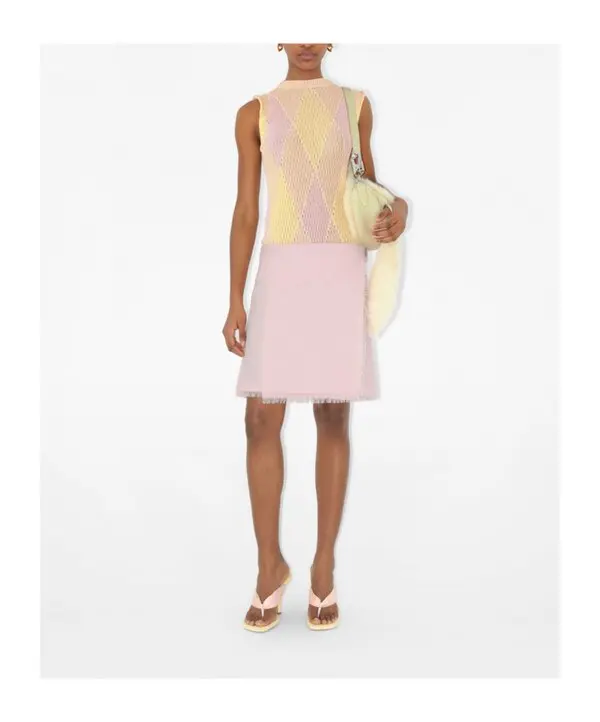 Burberry Argyle Intarsia-knit Sleeveless Crewneck Top - Nude