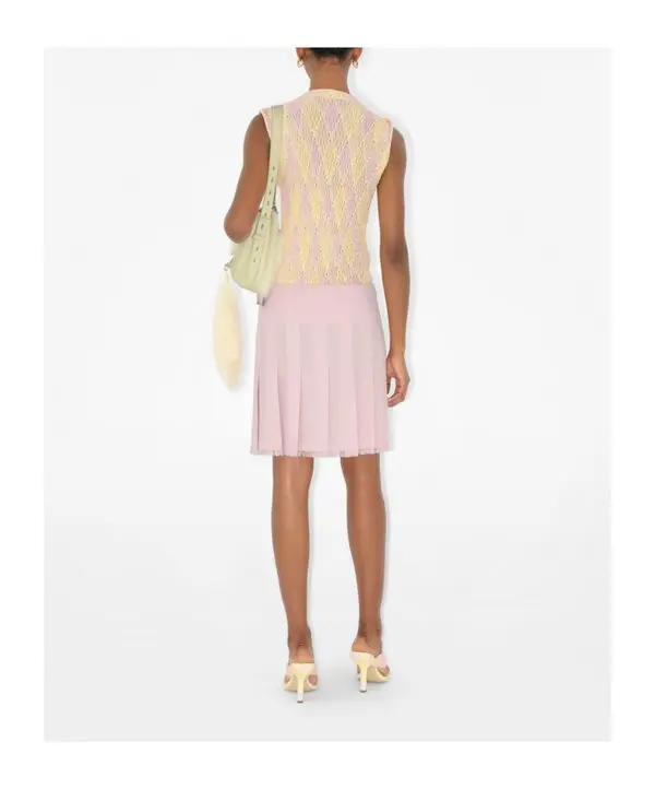 Burberry Argyle Intarsia-knit Sleeveless Crewneck Top - Nude