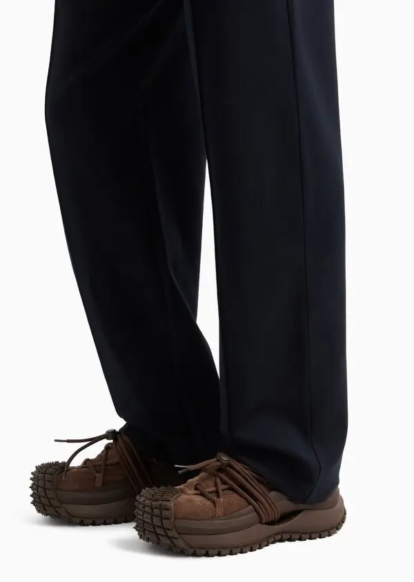 Emporio Armani Straight-leg Twill Trousers - Navy Blue