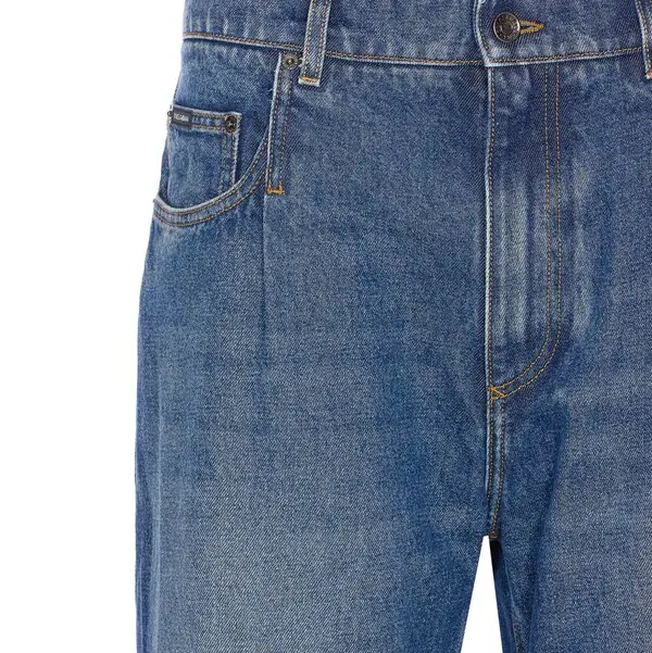 Dolce & Gabbana Logo Plaque Straight Leg Jeans - Blue