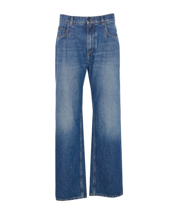 Dolce & Gabbana Logo Plaque Straight Leg Jeans - Blue