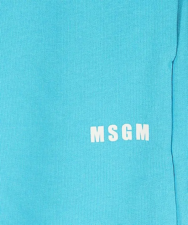 MSGM Logo Printed Drawstring Track Shorts - Blue