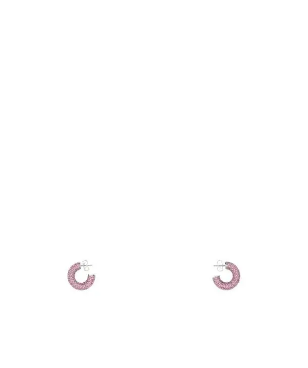 Amina Muaddi Crystal Ornament Hoop Earrings - Pink