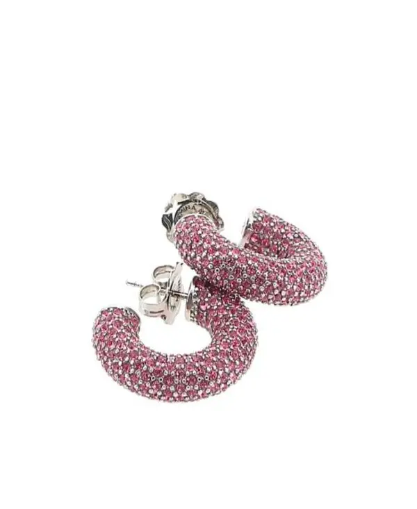 Amina Muaddi Crystal Ornament Hoop Earrings - Pink