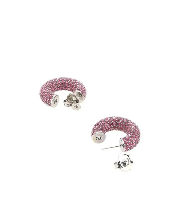 Amina Muaddi Crystal Ornament Hoop Earrings - Pink