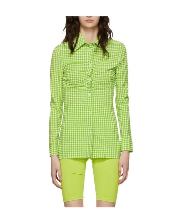 MSGM Plaid Shirt With Classic Collar And Button Closure - Green