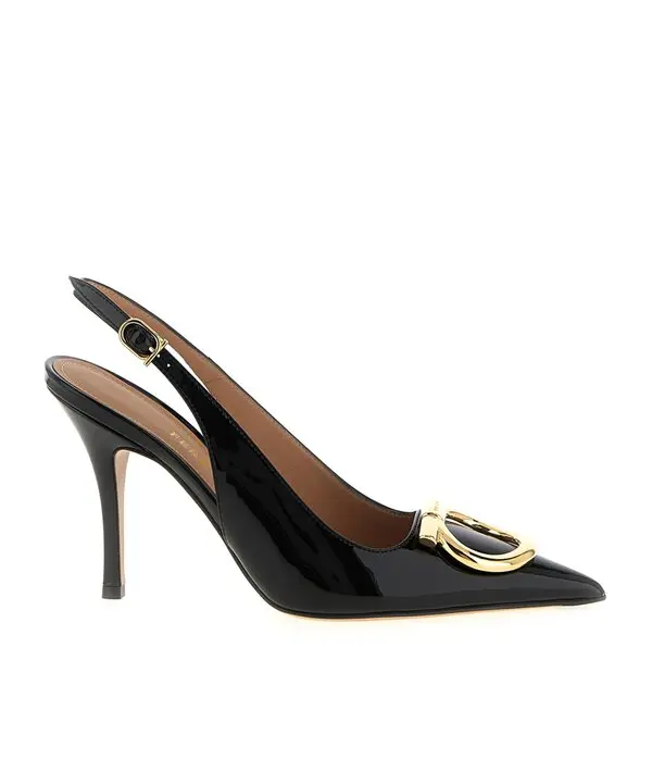 FERRAGAMO Patent Leather Gancini Slingback Heels