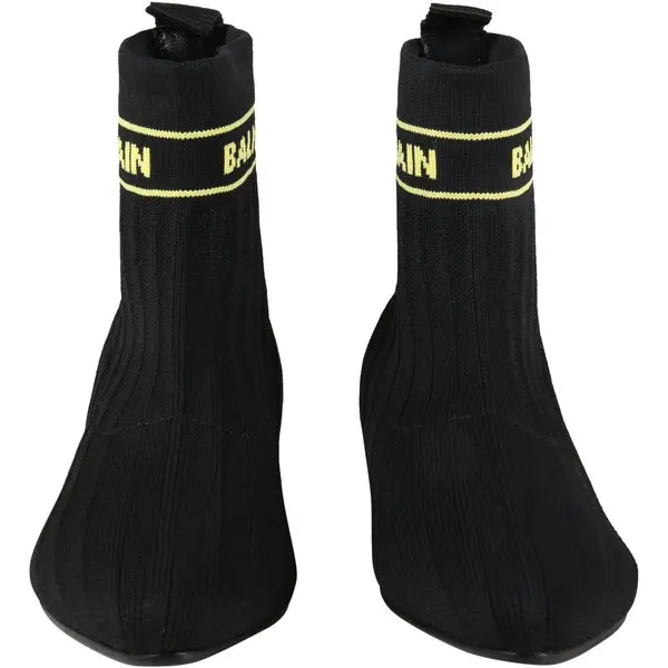 Balmain Logo Knit Ankle Boots
