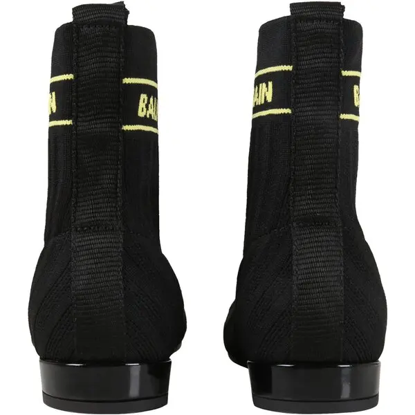 Balmain Logo Knit Ankle Boots