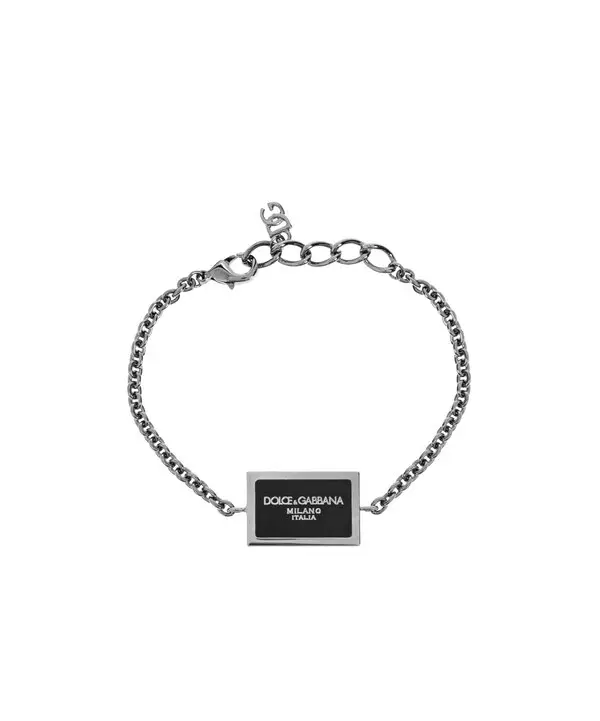Dolce & Gabbana Logo Plaque Cable-link Chain Bracelet - Silver