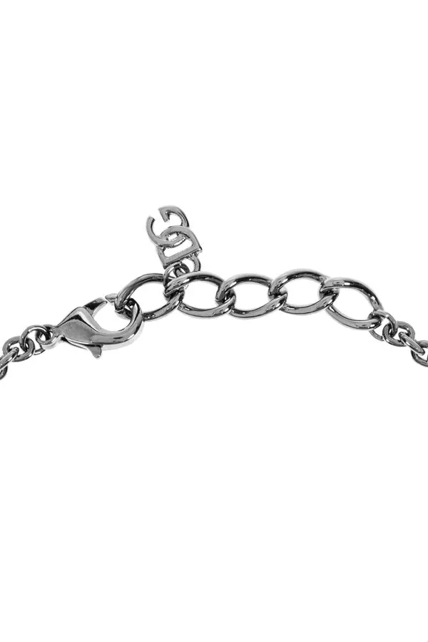Dolce & Gabbana Logo Plaque Cable-link Chain Bracelet - Silver
