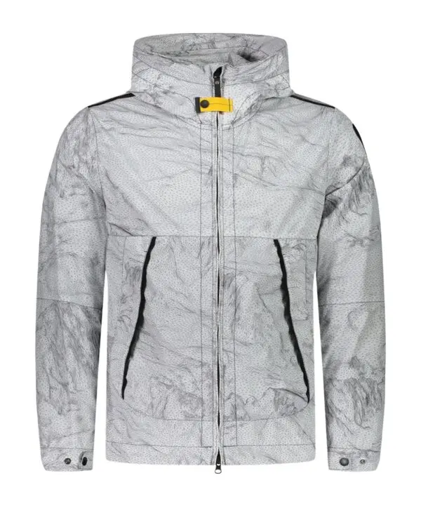 PARAJUMPERS Hooded Zip-up Jacket With Logo And Printed Pattern - Gray