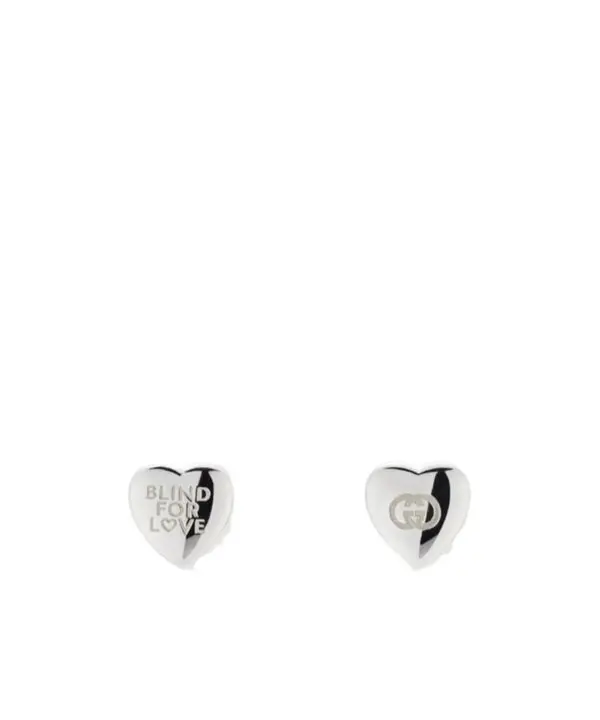 Gucci Blind For Love Heart Stud Earrings - Silver