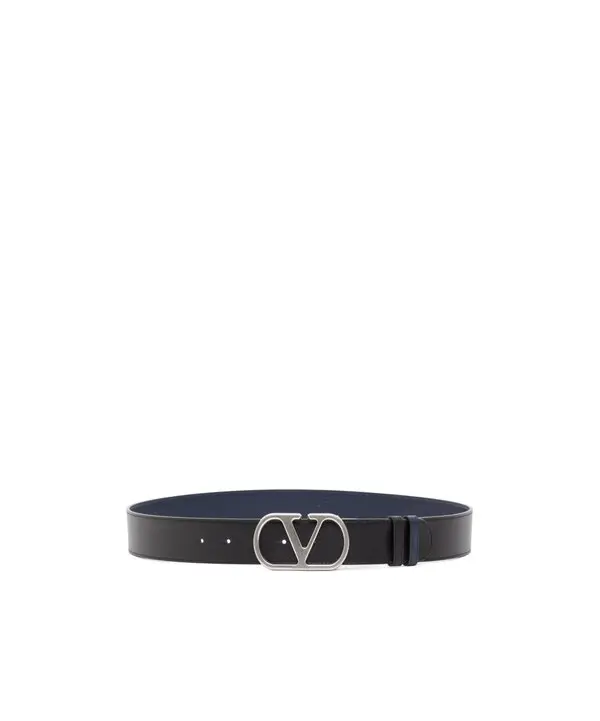 Valentino Garavani Vlogo Signature Reversible Leather Belt - Black