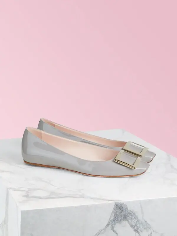 ROGER VIVIER Trompette Buckle Ballerina Flats - Grey