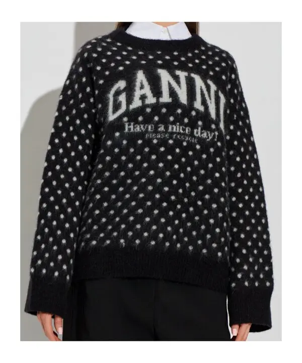 GANNI Polka Dot Brushed Jumper