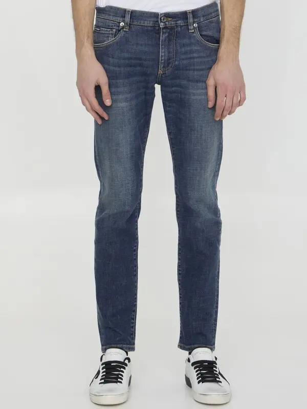 Dolce & Gabbana Slim-cut Jeans With Logo Plaque