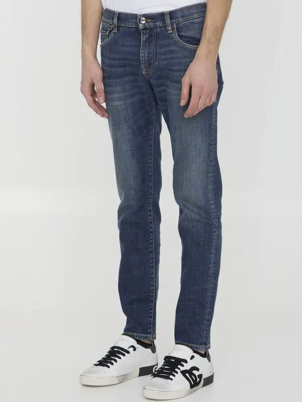 Dolce & Gabbana Slim-cut Jeans With Logo Plaque