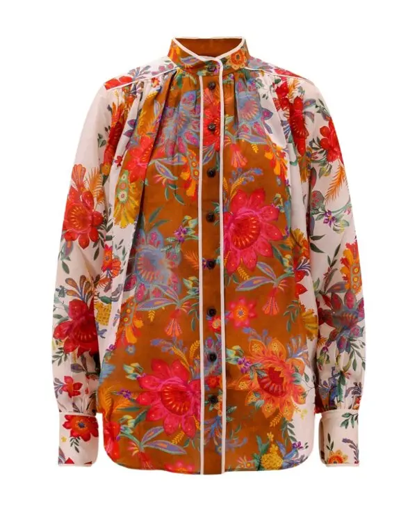 Zimmermann Ginger Floral-print Silk Blouse