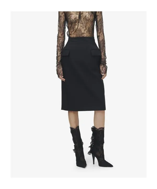 Alexander McQueen Gabardine Pencil Skirt With High Rise