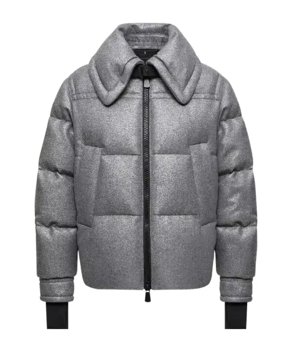 Moncler Sandane Metallic Wool Blend Short Down Jacket