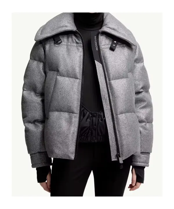 Moncler Sandane Metallic Wool Blend Short Down Jacket