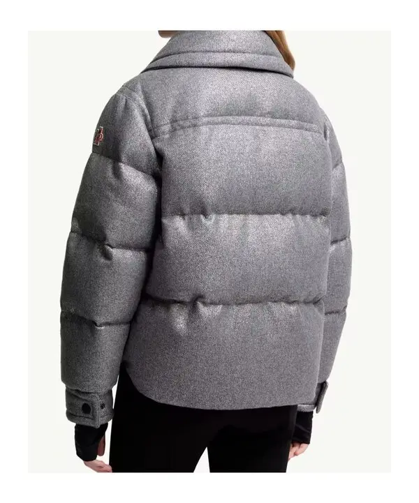 Moncler Sandane Metallic Wool Blend Short Down Jacket