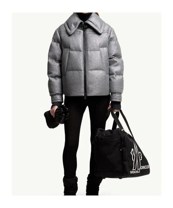 Moncler Sandane Metallic Wool Blend Short Down Jacket