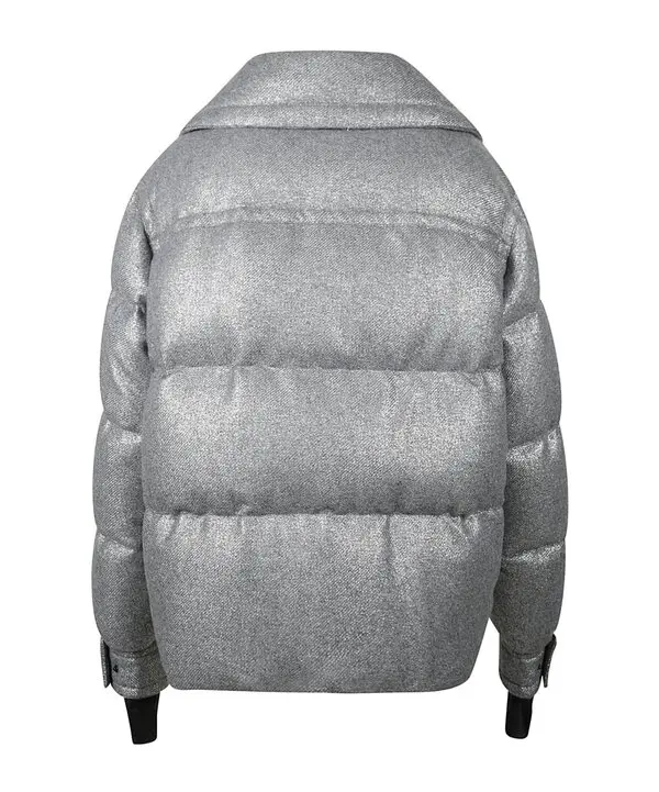 Moncler Sandane Metallic Wool Blend Short Down Jacket