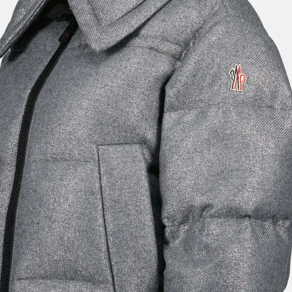 Moncler Sandane Metallic Wool Blend Short Down Jacket