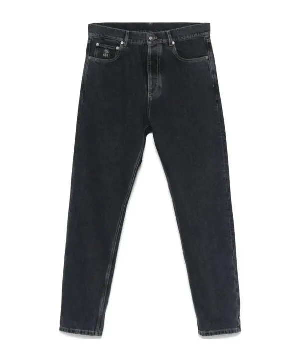 Brunello Cucinelli Logo-embroidered Jeans - Black