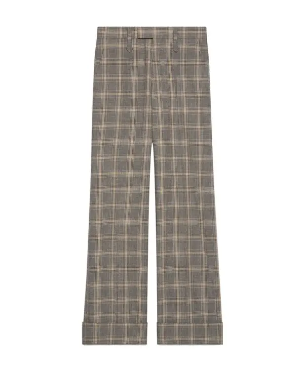 Gucci Prince Of Wales Checked Tailored Trousers - Gray
