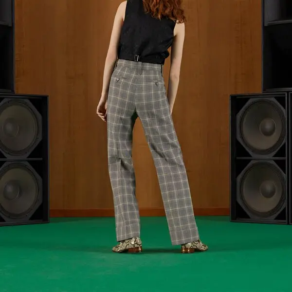 Gucci Prince Of Wales Checked Tailored Trousers - Gray