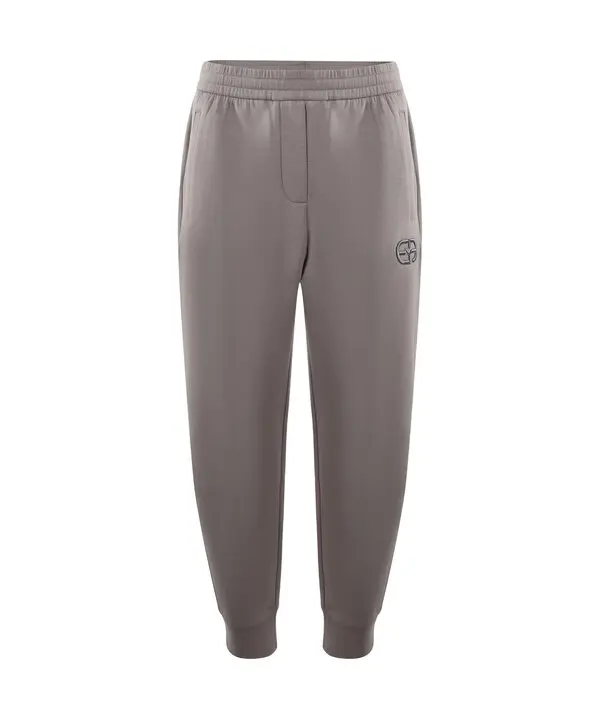 Emporio Armani Logo-embroidered Tapered Leg Pants - Gray