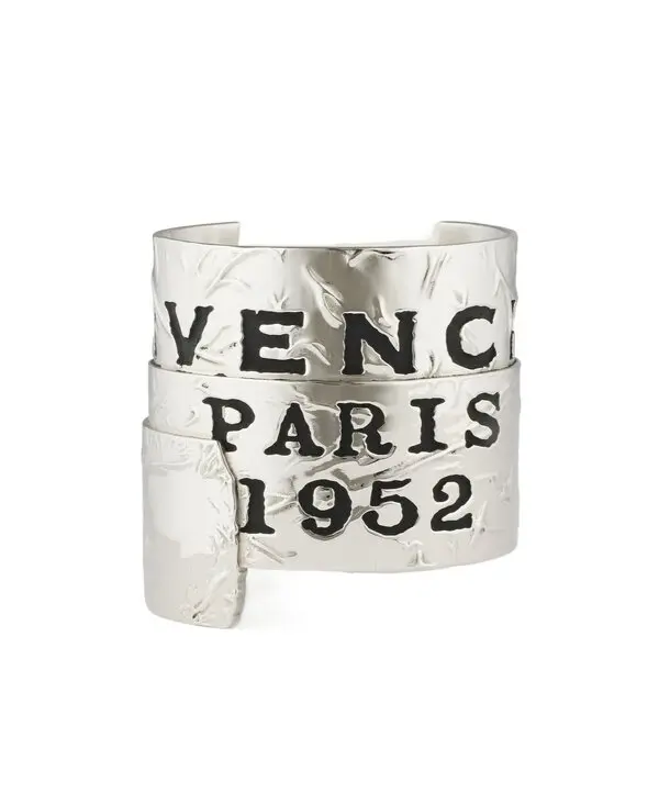 Givenchy Paris 1952 Engraved Logo Cuff Bracelet - Silver