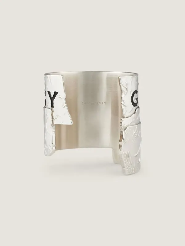 Givenchy Paris 1952 Engraved Logo Cuff Bracelet - Silver