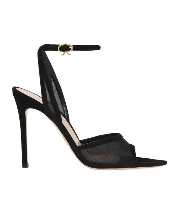 GIANVITO ROSSI Suede And Mesh Pointed High Heel Sandals