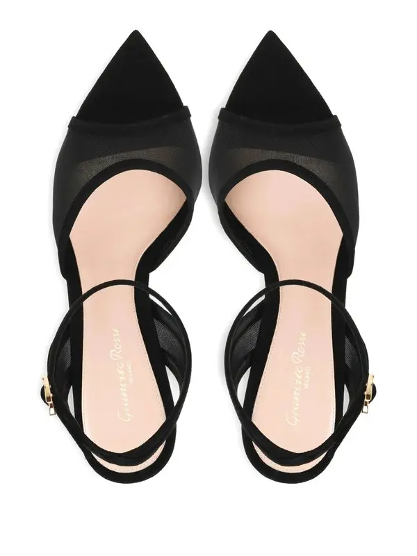 GIANVITO ROSSI Suede And Mesh Pointed High Heel Sandals
