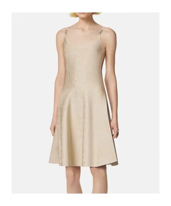 Versace Barocco Jacquard Sleeveless Flared Mini Dress
