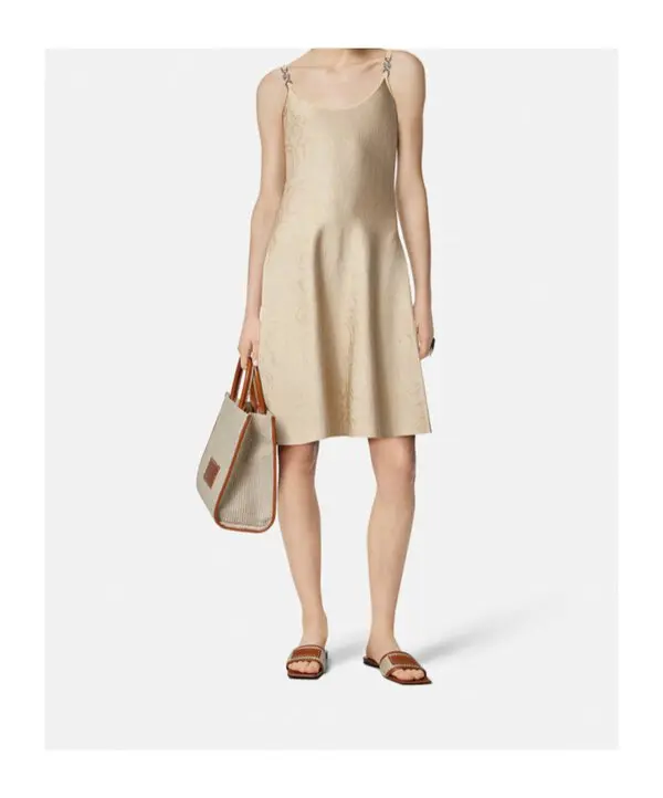 Versace Barocco Jacquard Sleeveless Flared Mini Dress