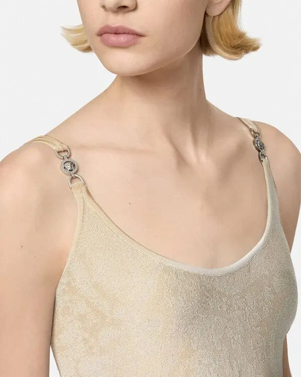 Versace Barocco Jacquard Sleeveless Flared Mini Dress