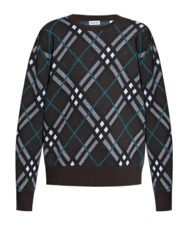 Burberry Argyle Pattern Crewneck Pullover - Black