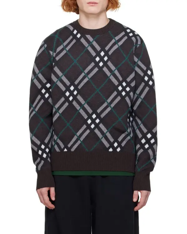 Burberry Argyle Pattern Crewneck Pullover - Black