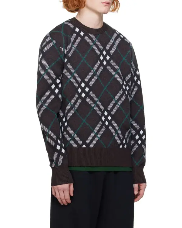 Burberry Argyle Pattern Crewneck Pullover - Black